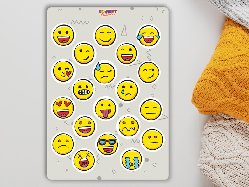 Emoji Sticker Sheet, Planner Sticker Sheet, Cute Book Stickers, Funny ...