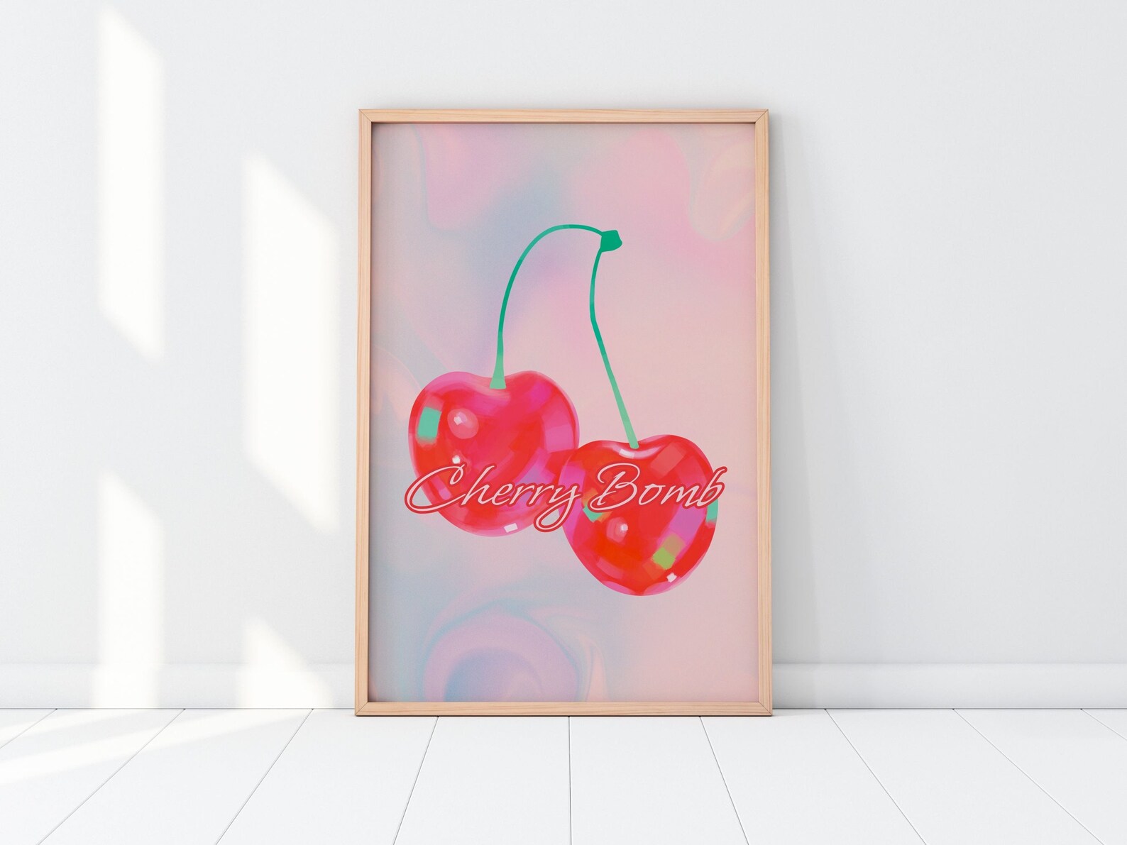 Pink Y2k Print, Pink Y2k Wall Art, Holographic Print, Cherry Print ...