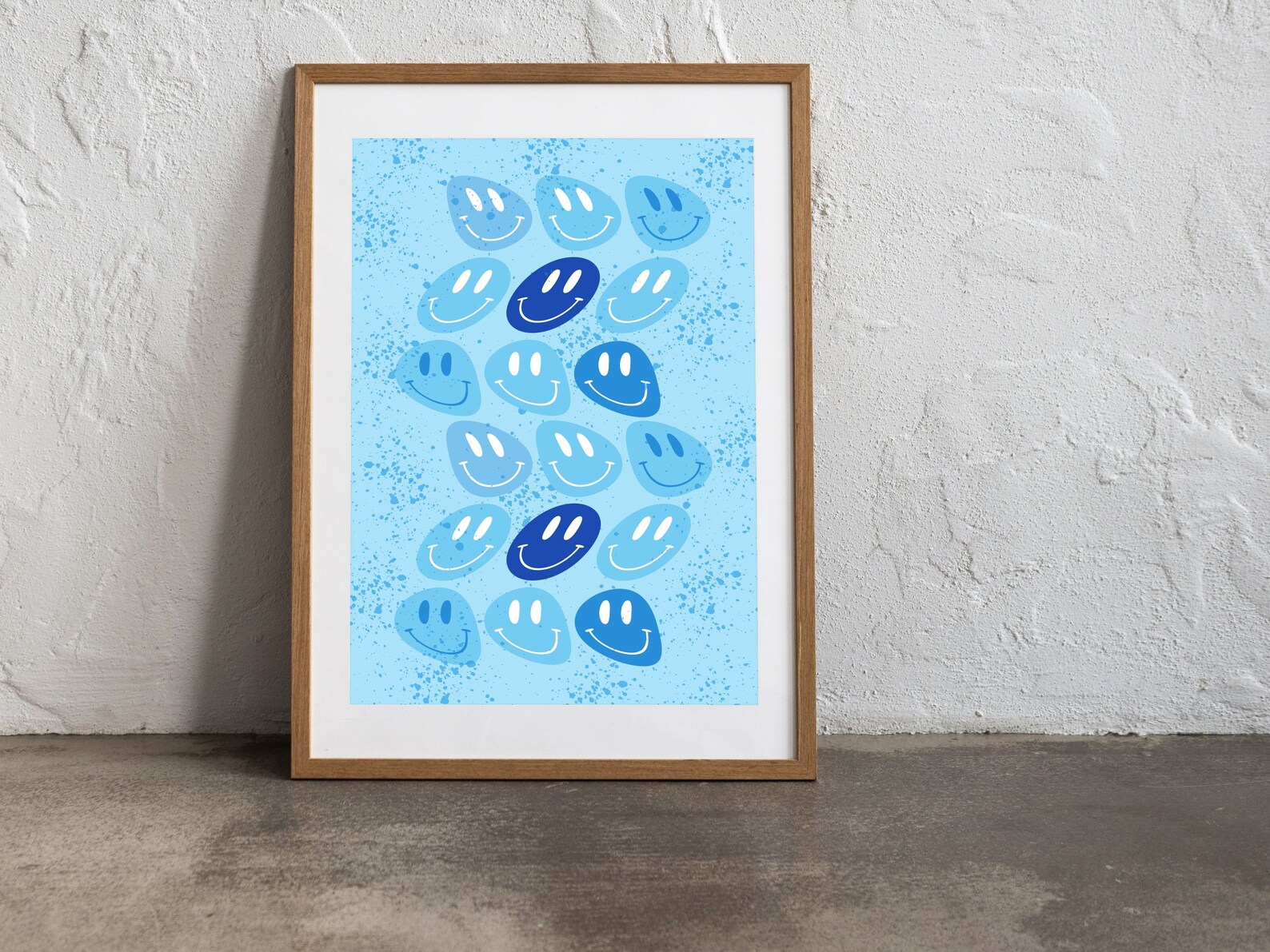 Blue Preppy Smiley Face Printable Art Happy Face Poster Indie - Etsy