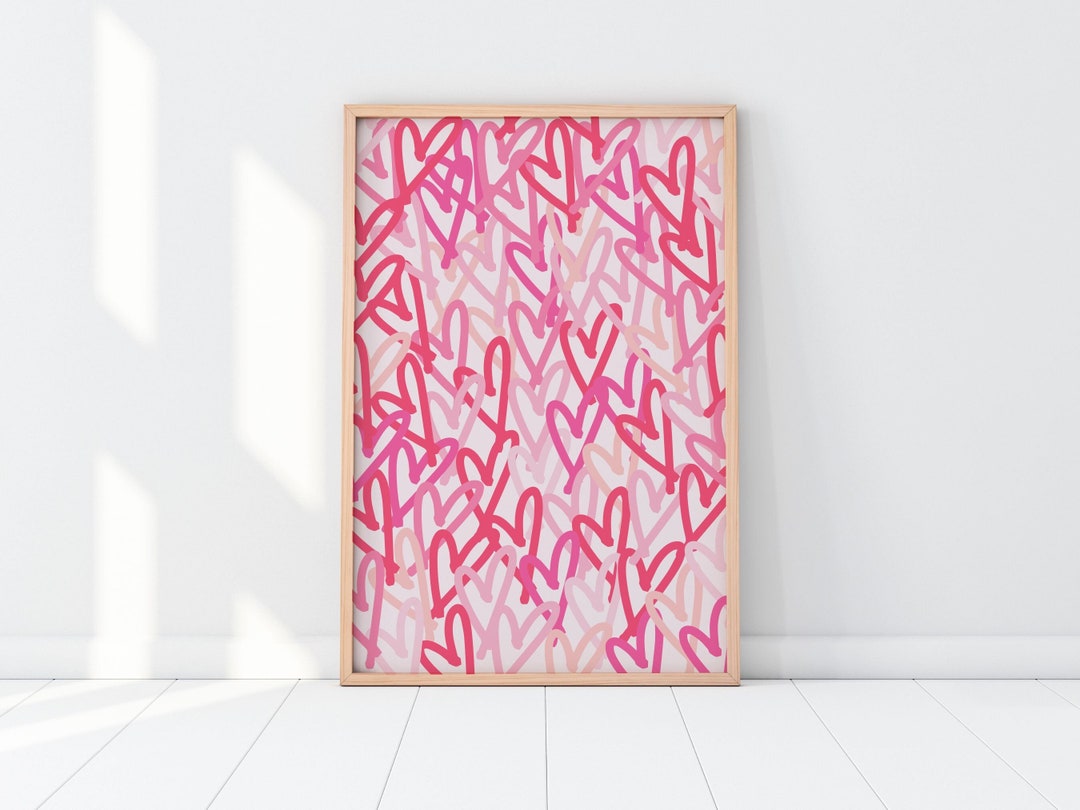Preppy Pink Wall Art, Pink Preppy Aesthetic, Pink Maximalist Print ...
