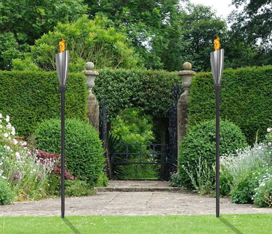 Decorative Garden Torch, 60-72 Inch Extendable Stainless Steel Tiki ...