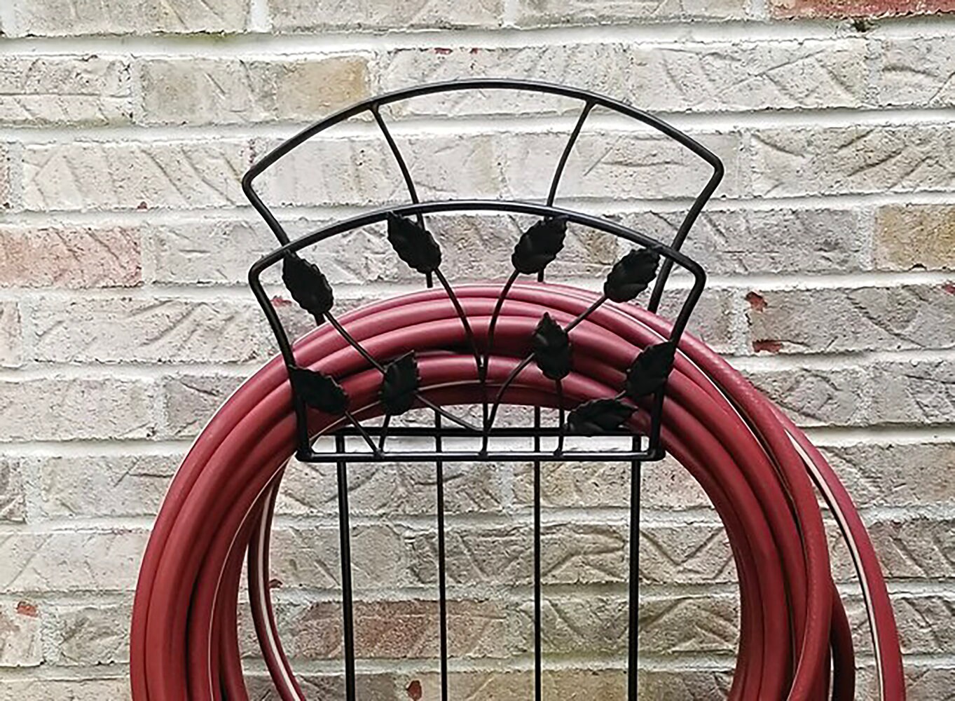 Garden Hose Holder With Leaf Design | Freestanding | Black Powder ...