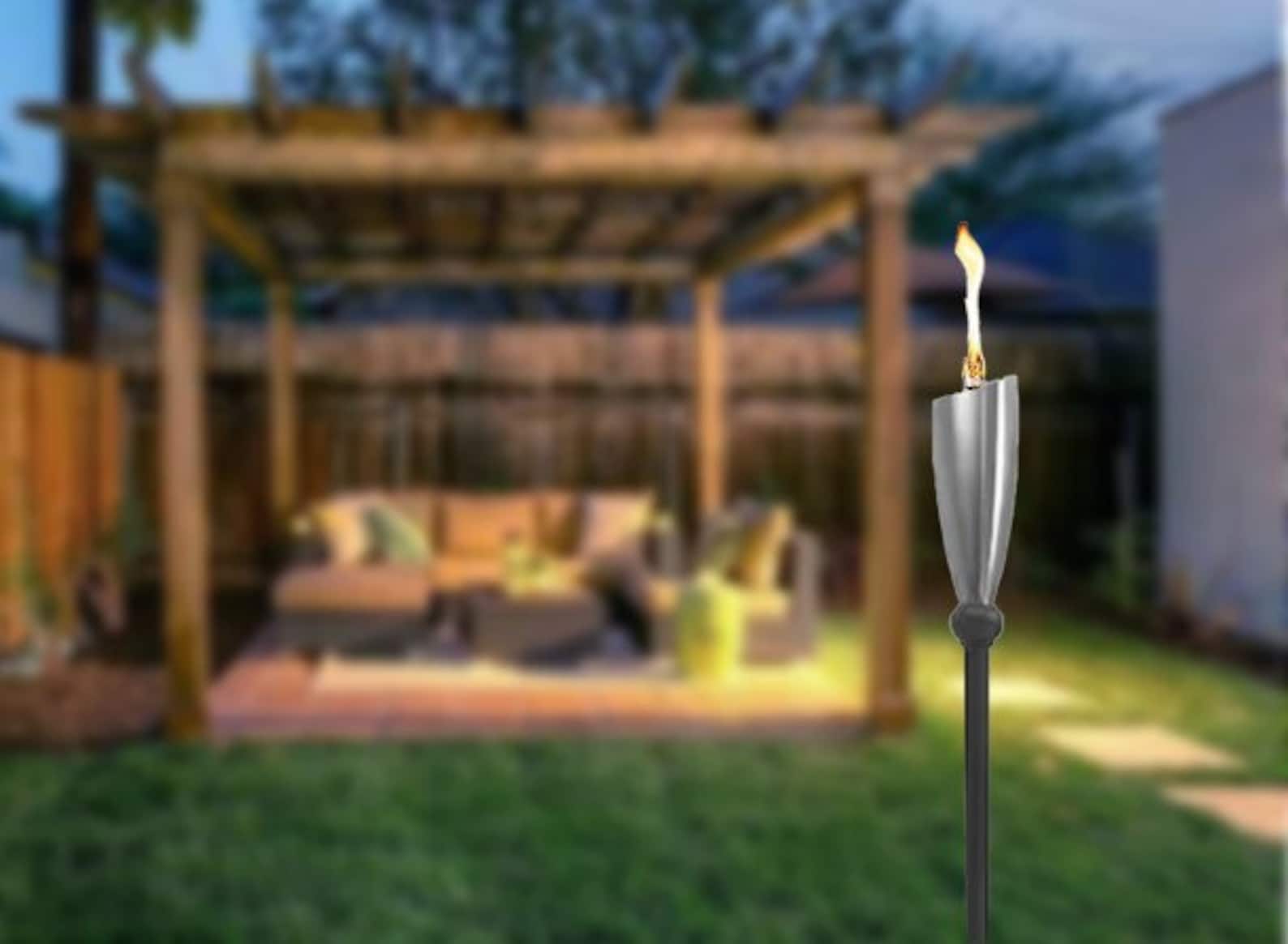 Decorative Garden Torch, 60-72 Inch Extendable Stainless Steel Tiki ...