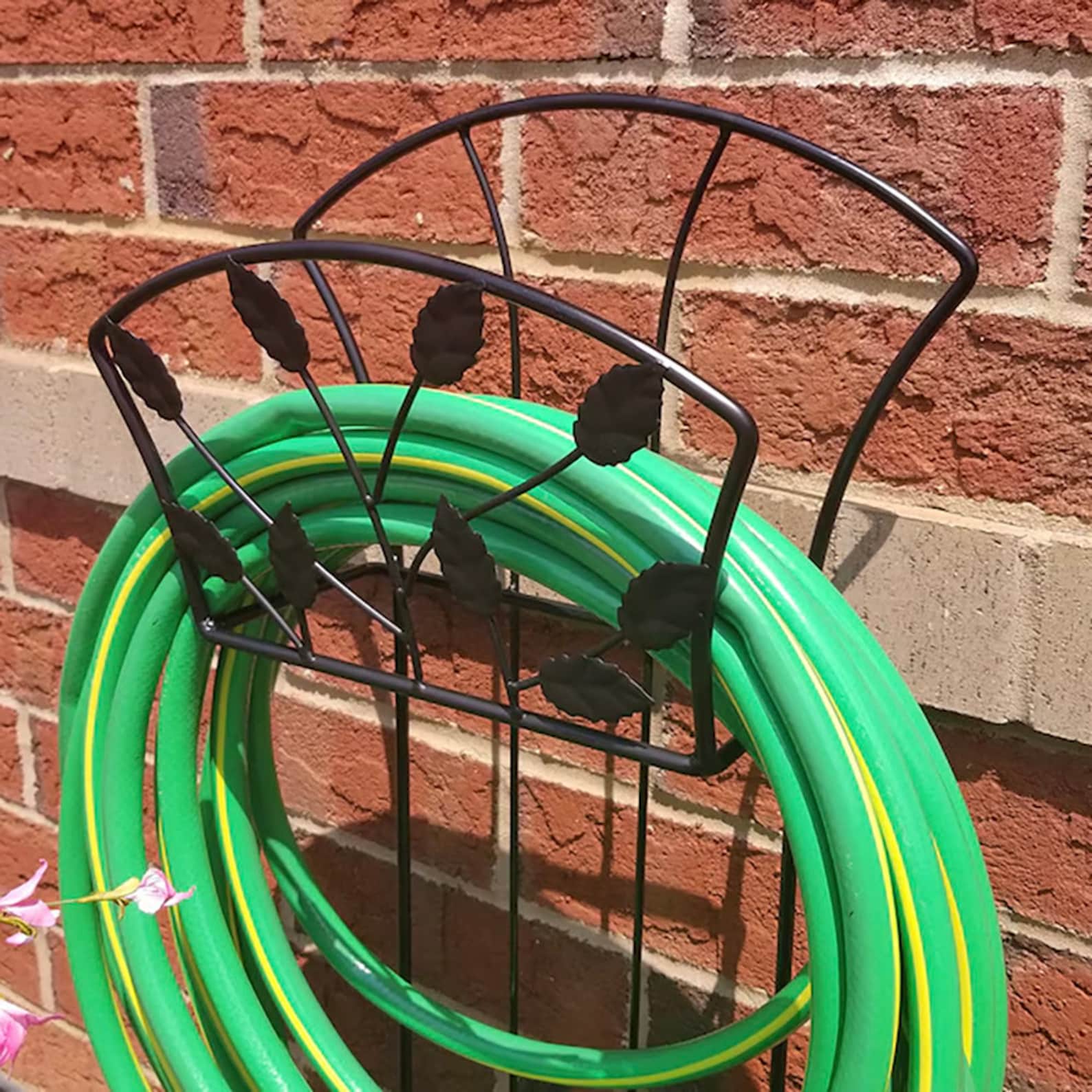 Garden Hose Holder With Leaf Design | Freestanding | Black Powder ...
