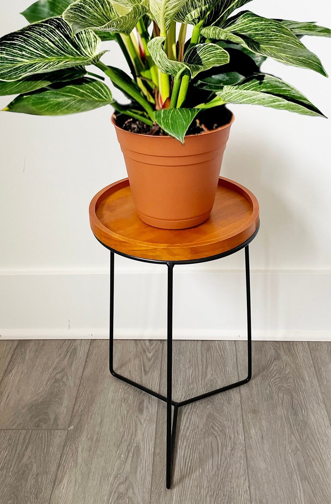 Modern Wood Top Plant Stand for Indoor Plants and Decor 19 Inch Tall - Etsy