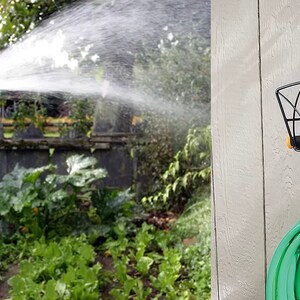 Decorative Hose Hanger With Shelf, Hose Length Capacity 100 Ft, Black ...