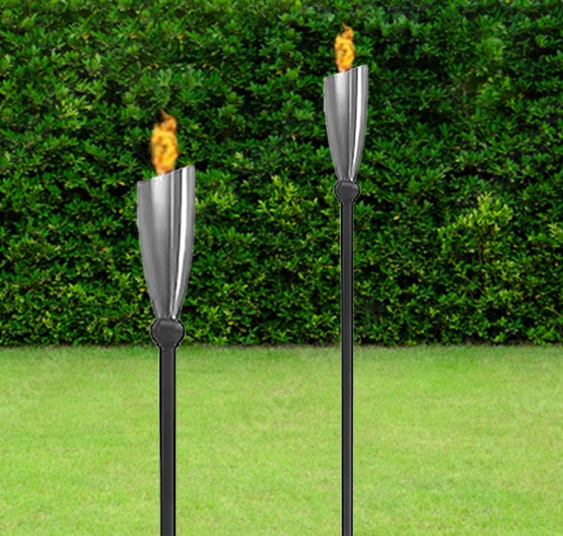 Decorative Garden Torch, 60-72 Inch Extendable Stainless Steel Tiki ...