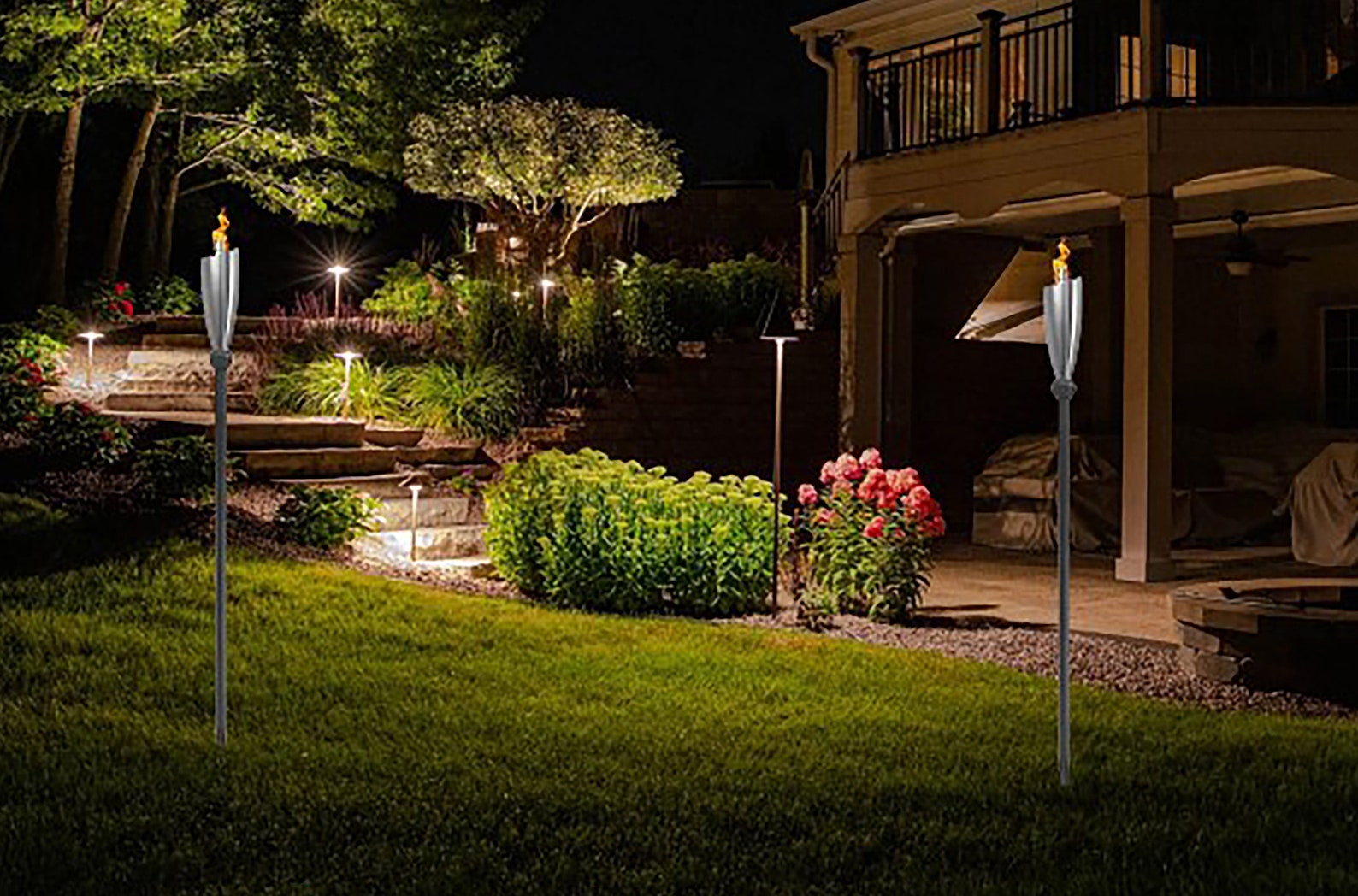 Decorative Garden Torch, 60-72 Inch Extendable Stainless Steel Tiki ...