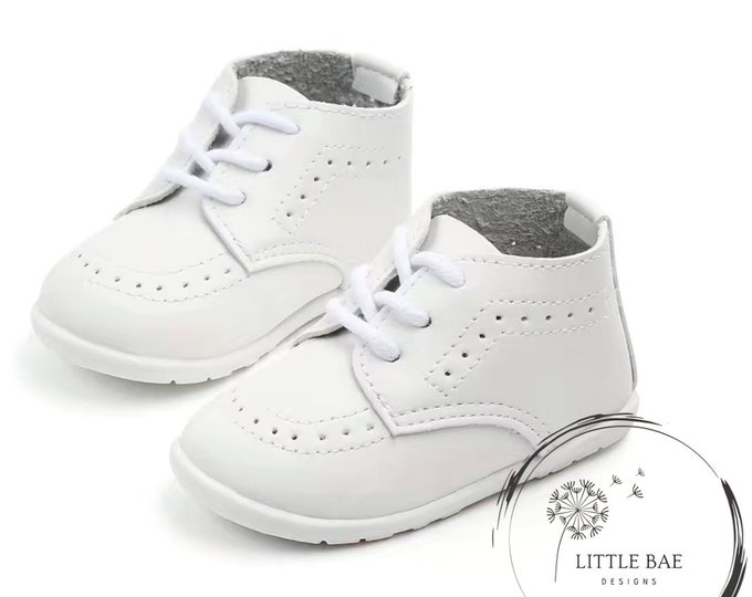 Baby Boy Shoe White Baby Shoe Christening Shoes Baptism Shoes Boy ...
