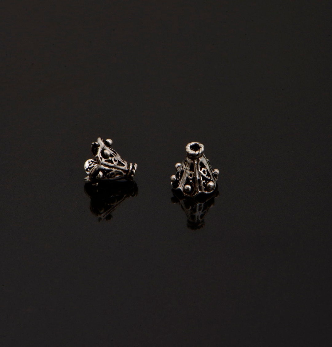 Sterling Silver Filigree Bead Caps, Handmade Silver Bead Caps, 925 ...