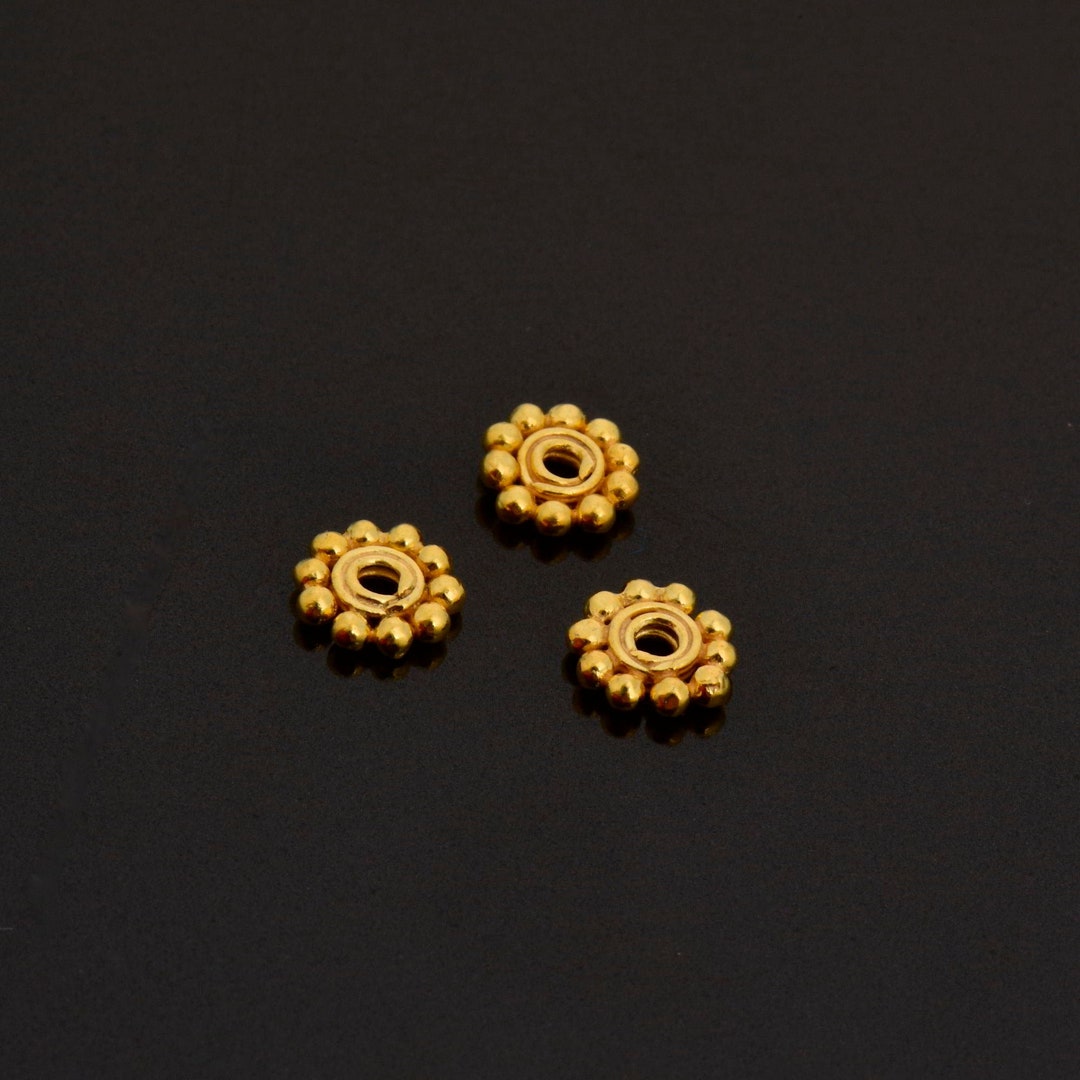24K Gold Vermeil Separators, Handmade Silver Beads in 24K Gold, 925 ...
