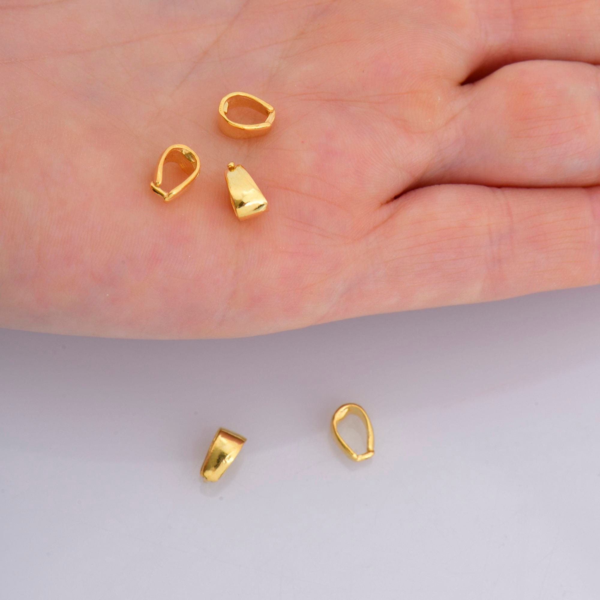 24K Gold Vermeil Simple Bails, 925 Solid Silver Pinch Bails, 24K Gold ...