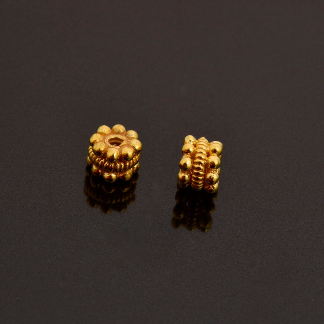 24K Gold Vermeil Separators, Handmade Silver Beads in 24K Gold, 925 ...