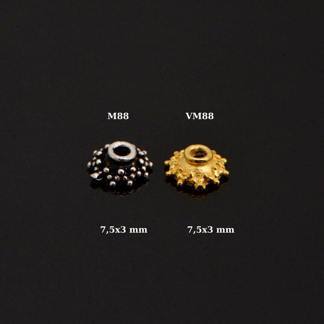 24K Gold Vermeil Filigree Bead Caps, Handmade Silver Bead Caps in 24K ...