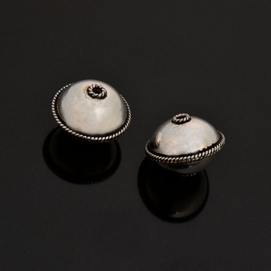 Sterling Silver Flying Saucer Beads, Handmade Silver Beads, 925 Solid ...