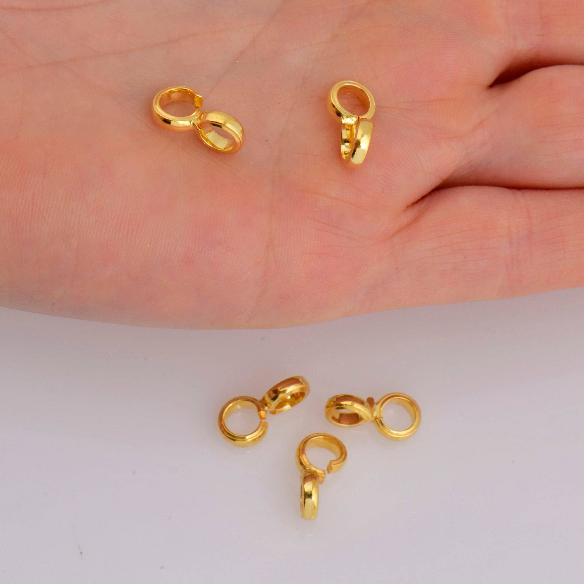 24K Gold Vermeil Bails With Open Loop, 24K Gold Plated Open Loop Bails ...