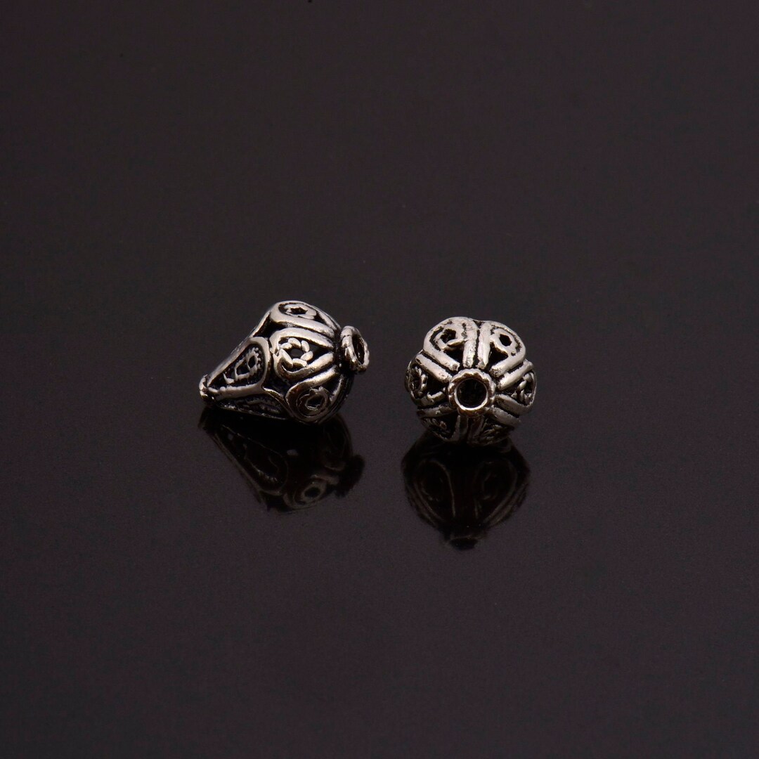 925 Sterling Silver Filigree Beads, Handmade Silver Beads, Solid Silver ...