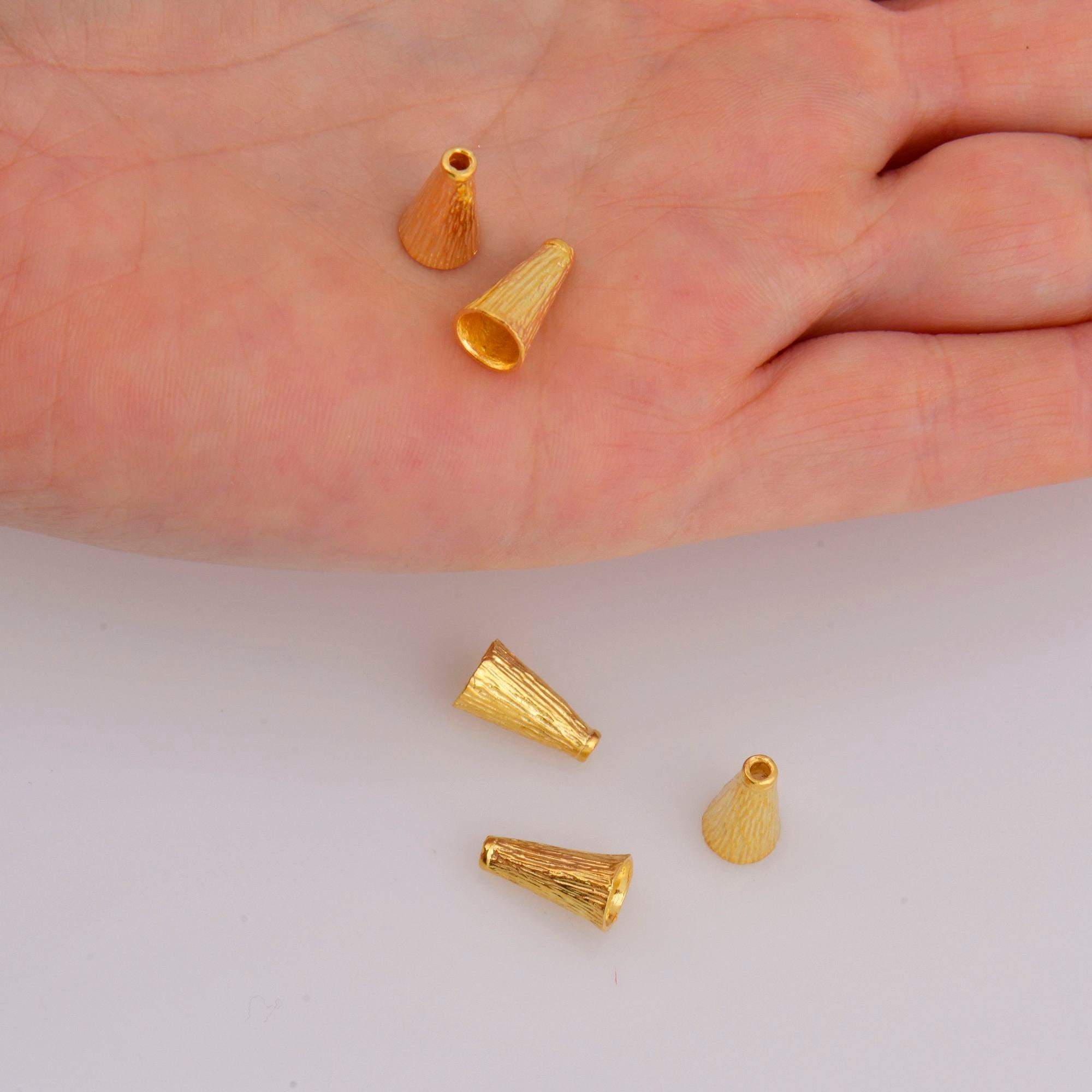24K Gold Vermeil Cone Shape Beads, 24K Gold Plated Cone Bead Caps, 925 ...