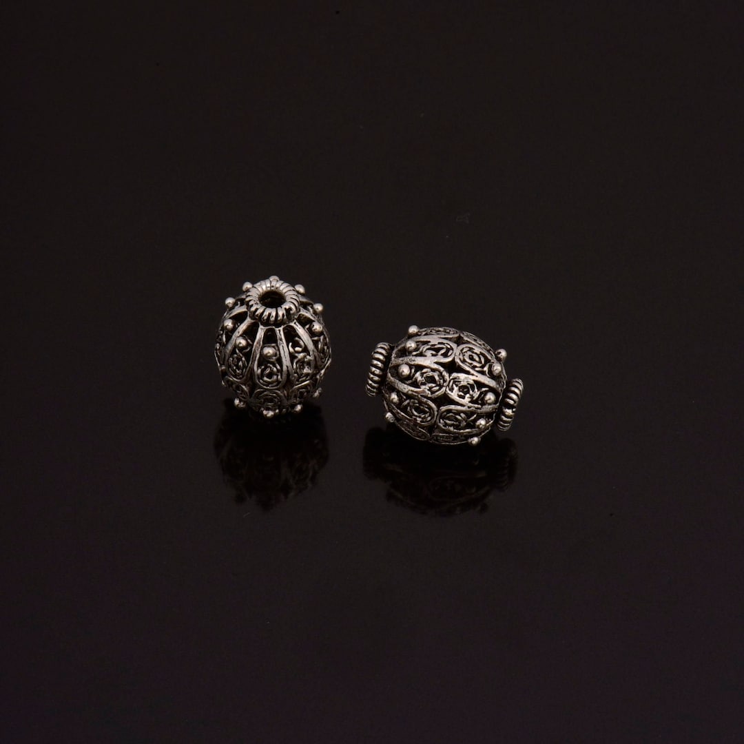 925 Sterling Silver Filigree Beads, Handmade Silver Beads, 925 Solid ...