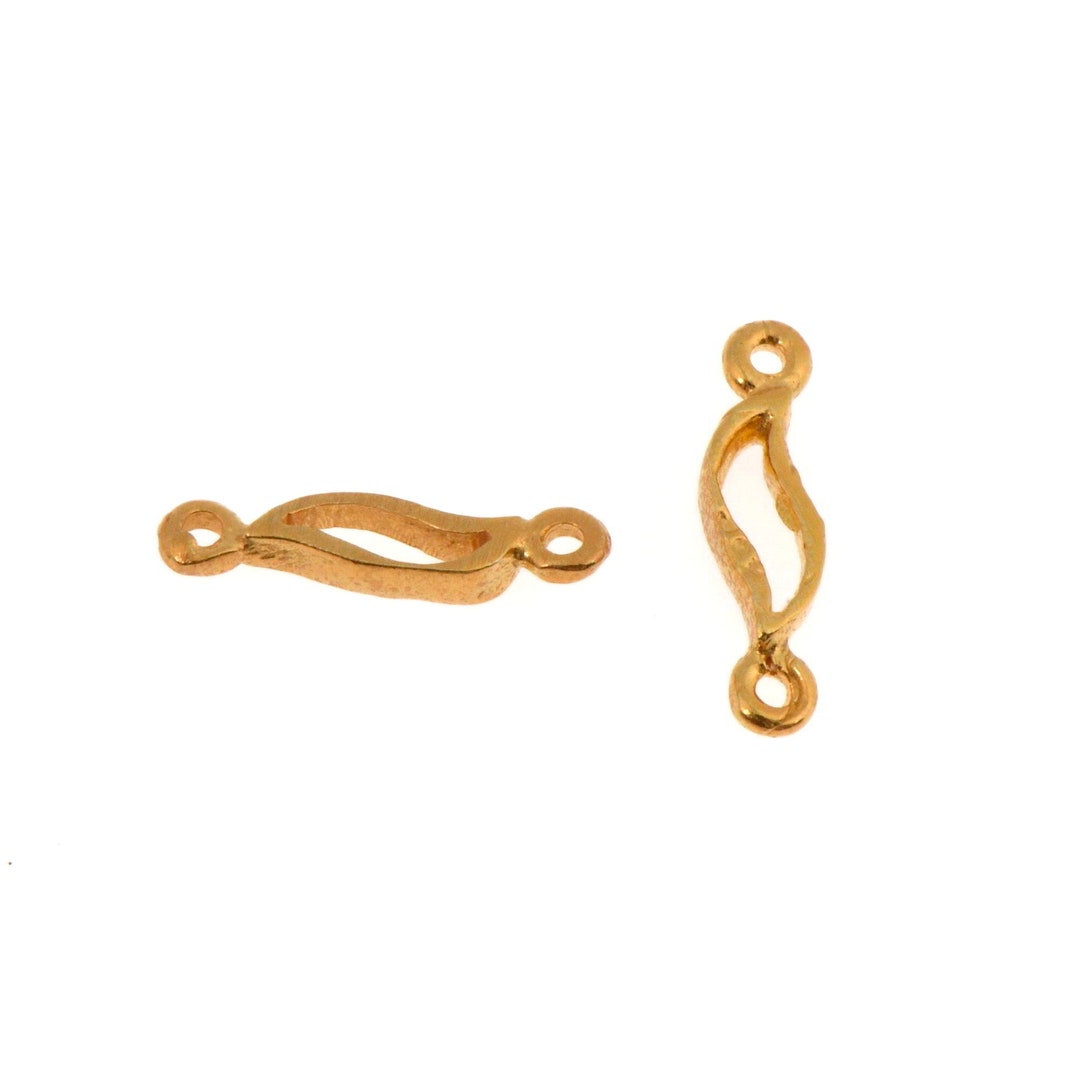 Sterling Silver Curve Oval Connector Charms, 24K Gold Vermeil Wavy Oval ...