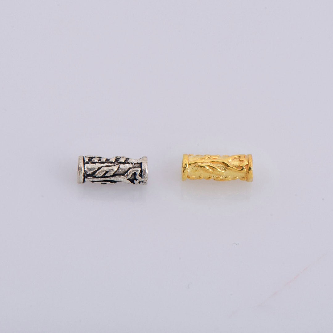 24K Gold Vermeil Tube Beads 24K Gold Plated Flower Tube - Etsy