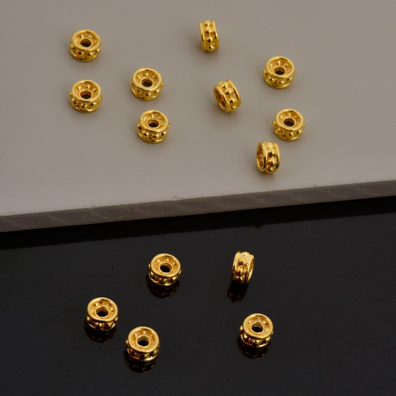 24K Gold Vermeil Separators, Handmade Silver Beads in 24K Gold, 925 ...
