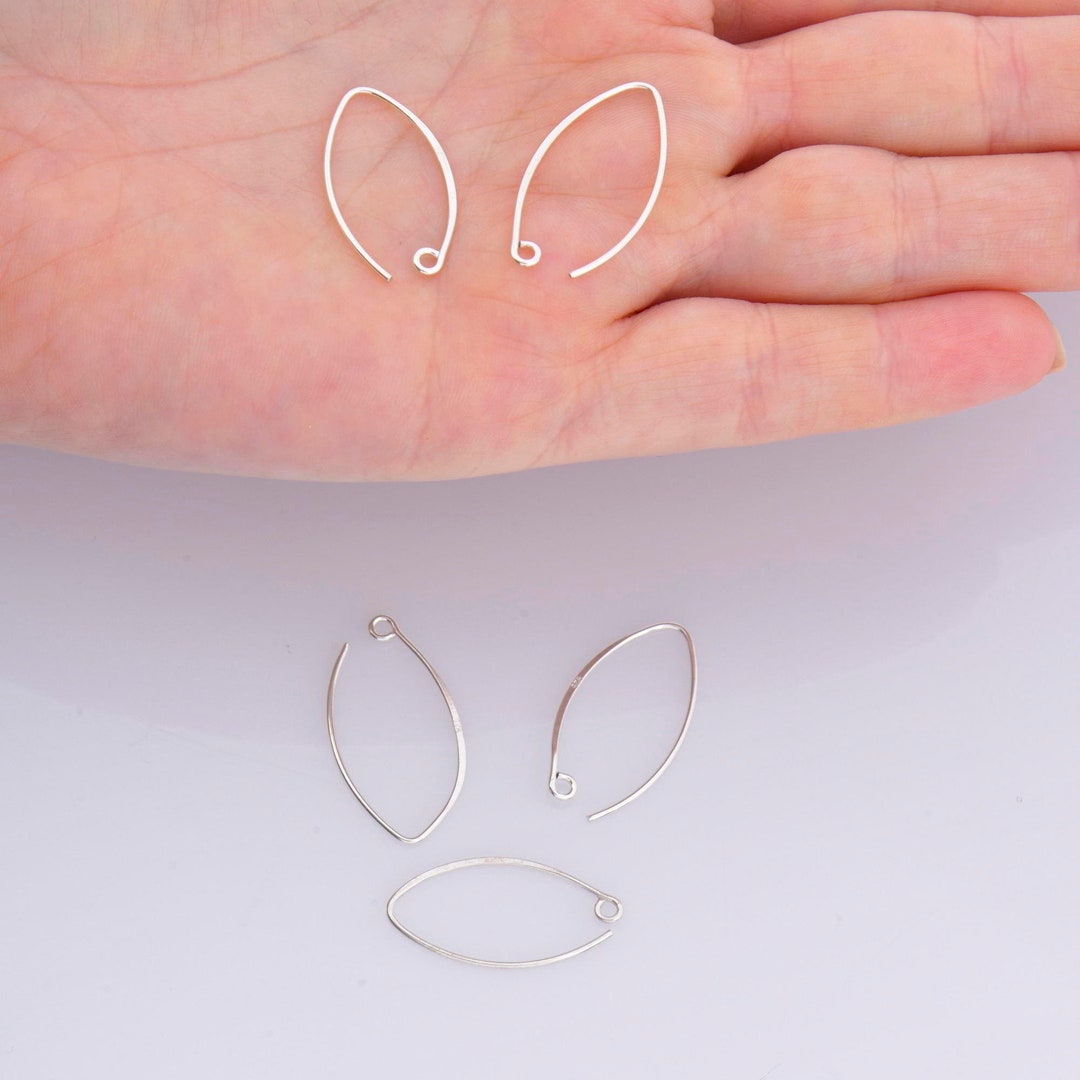 925 Sterling Silver 26 Mm V Shape Ear Wires, Solid Silver Earring Hooks ...