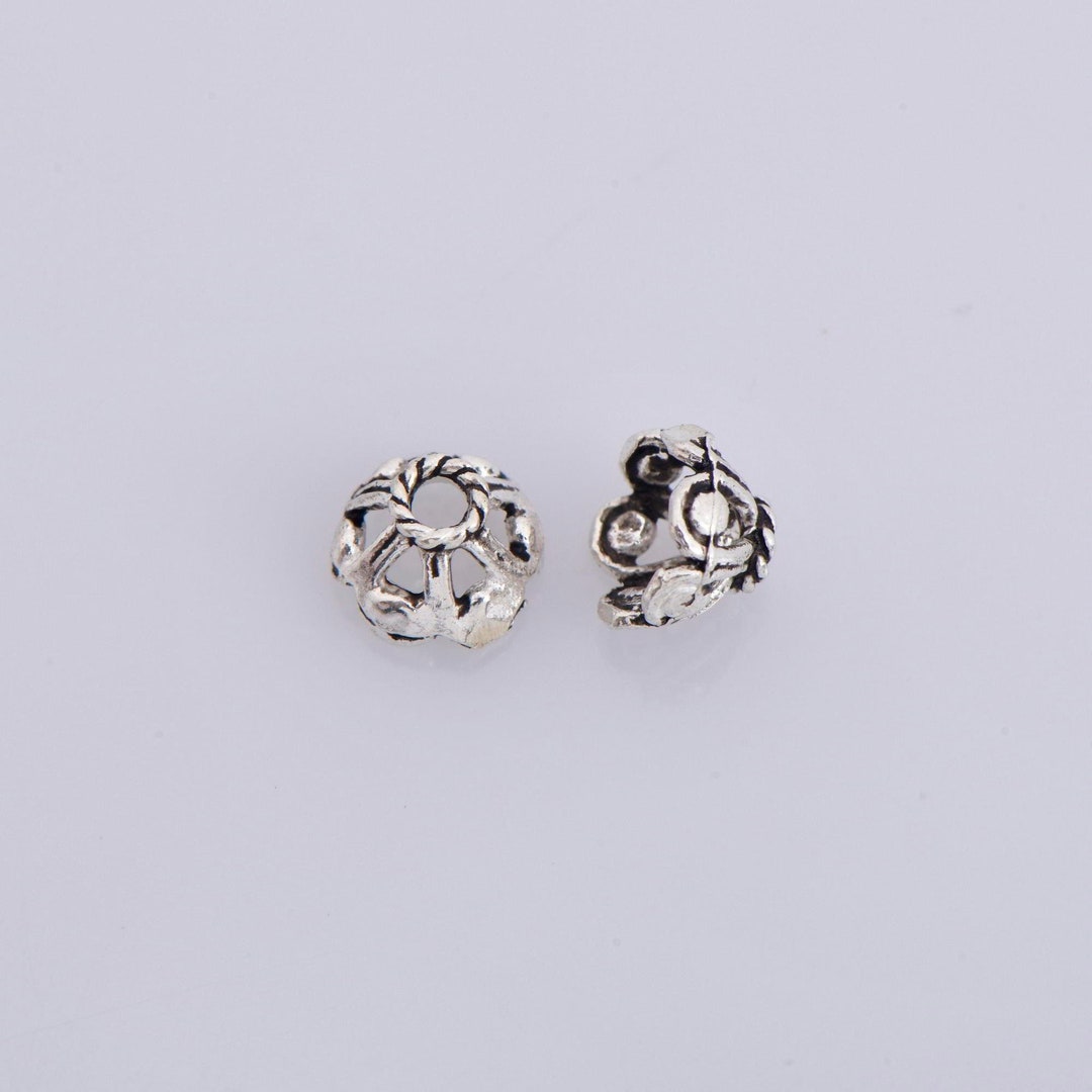 925 Sterling Silver 6.5mm Bead Caps, Silver Bead Caps, Oxidized Solid ...