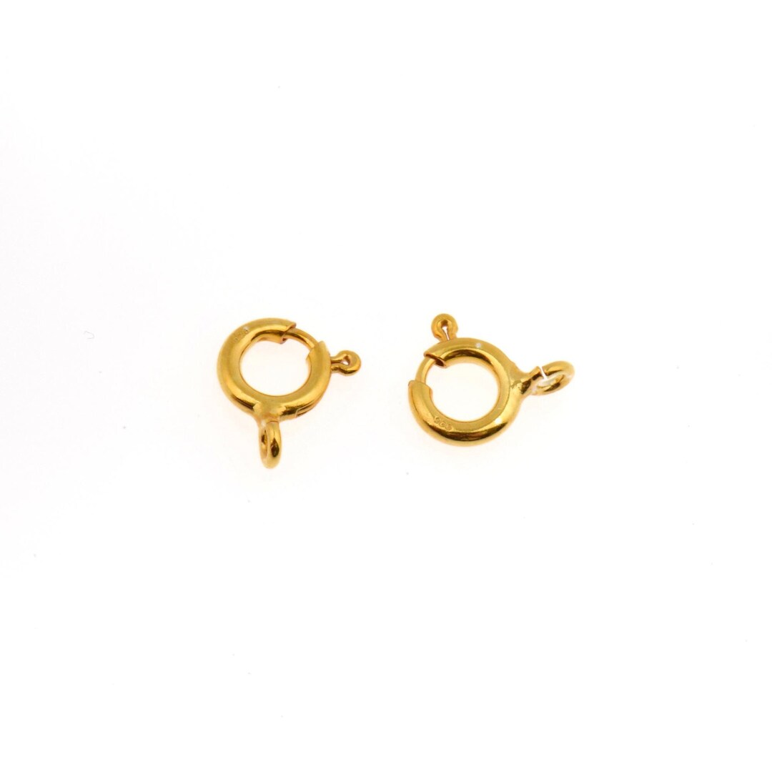 24K Gold Vermeil Round Clasps, 925 Solid Silver Round Trigger Clasp ...