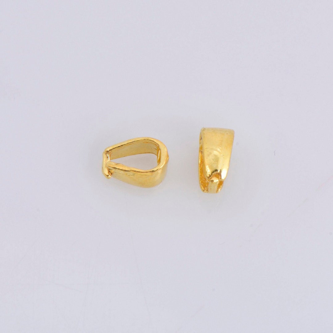 24K Gold Vermeil Simple Bails, Gold Plated Pinch Bails, 925 Solid ...