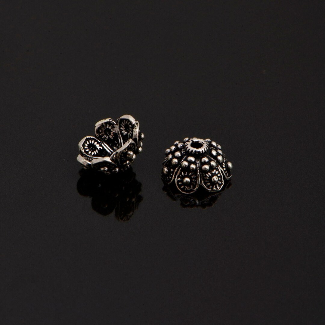 925 Sterling Silver Filigree Bead Caps, Handmade Silver Bead Caps ...
