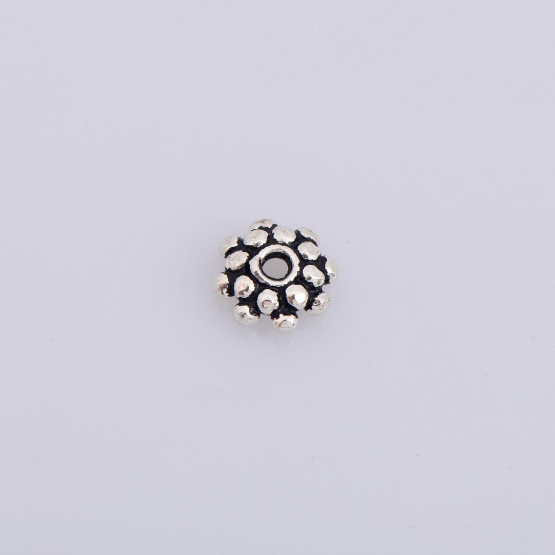 Sterling Silver 7.5mm Bead Caps, 925 Silver Bead Caps, Oxidized Solid ...