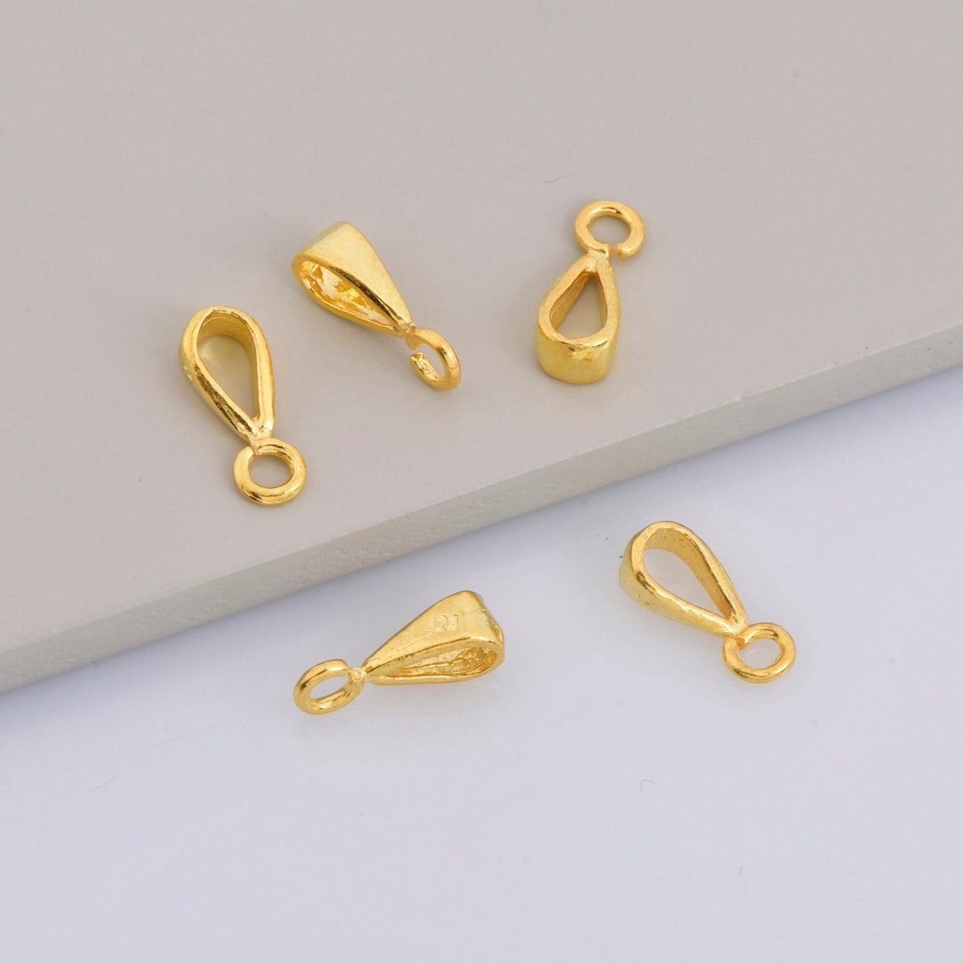 24K Gold Vermeil Bails With Open Loop, Gold Plated Open Ring Bails, 925 ...