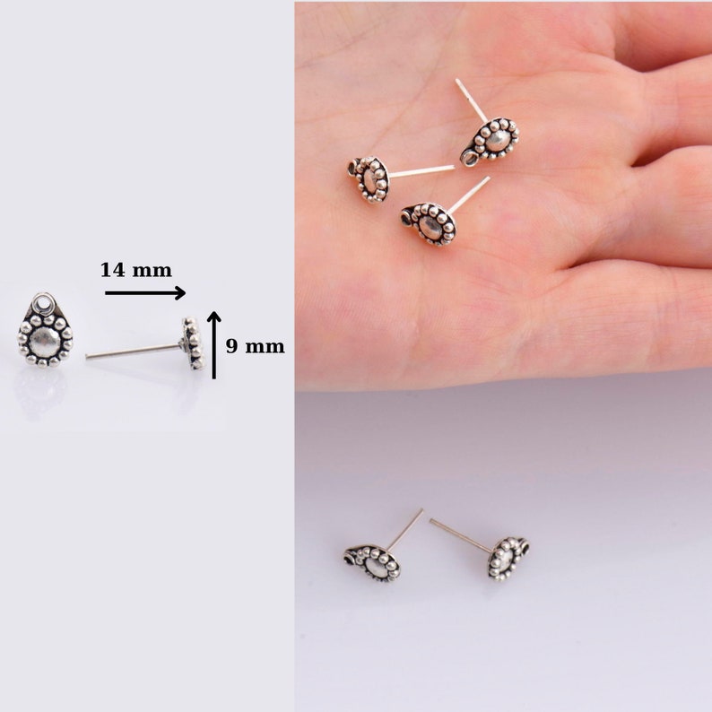 Sterling Silver Flower Ear Post, Antique Silver Flower Earring Studs ...