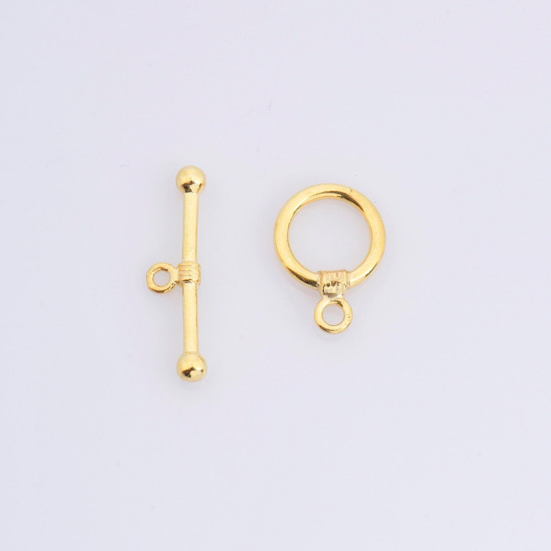 24K Gold Vermeil Toggle Clasps, 925 Solid Silver Toggle Clasp, Gold ...
