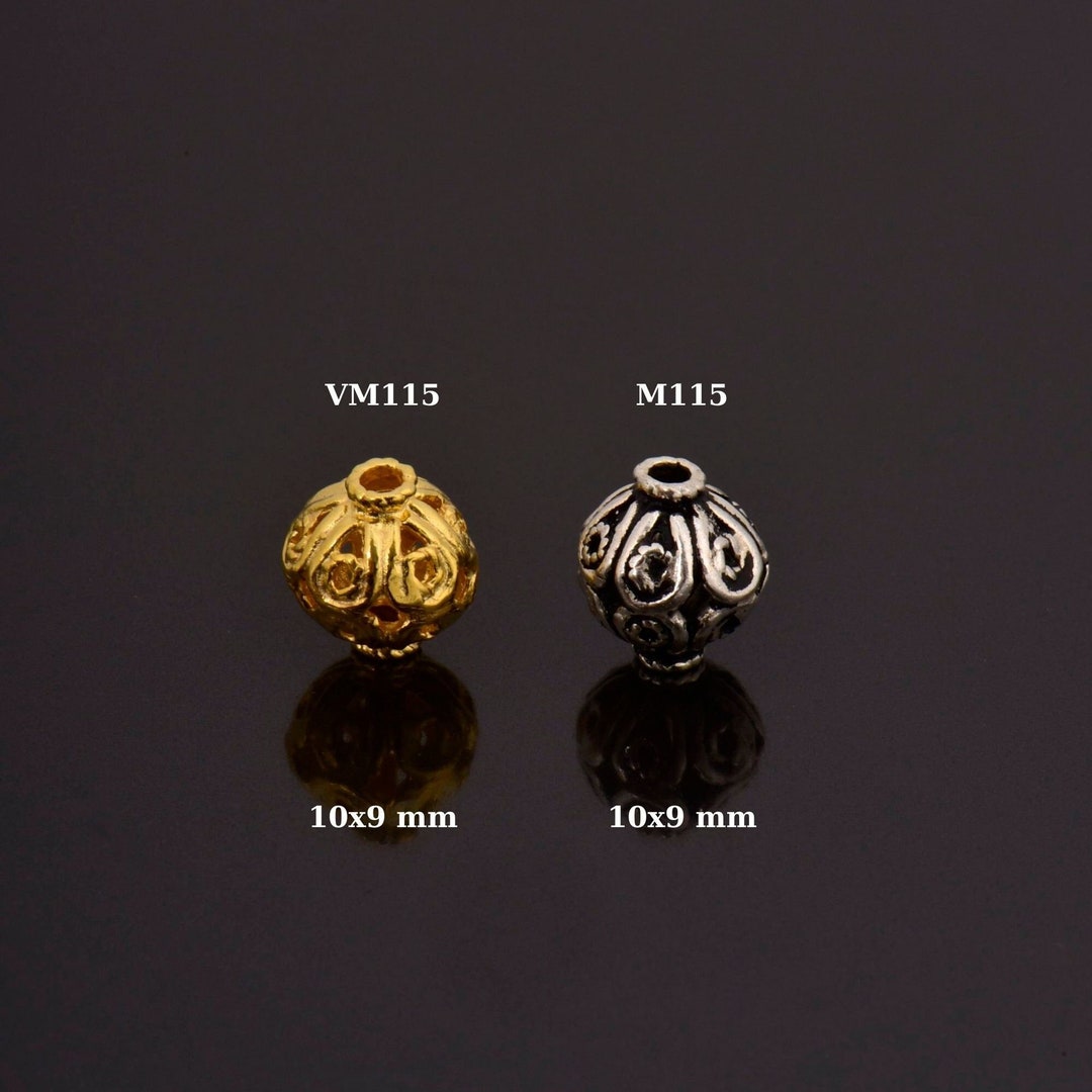 24K Gold Vermeil Filigree Beads, Handmade Silver Beads in 24K Gold, 925 ...
