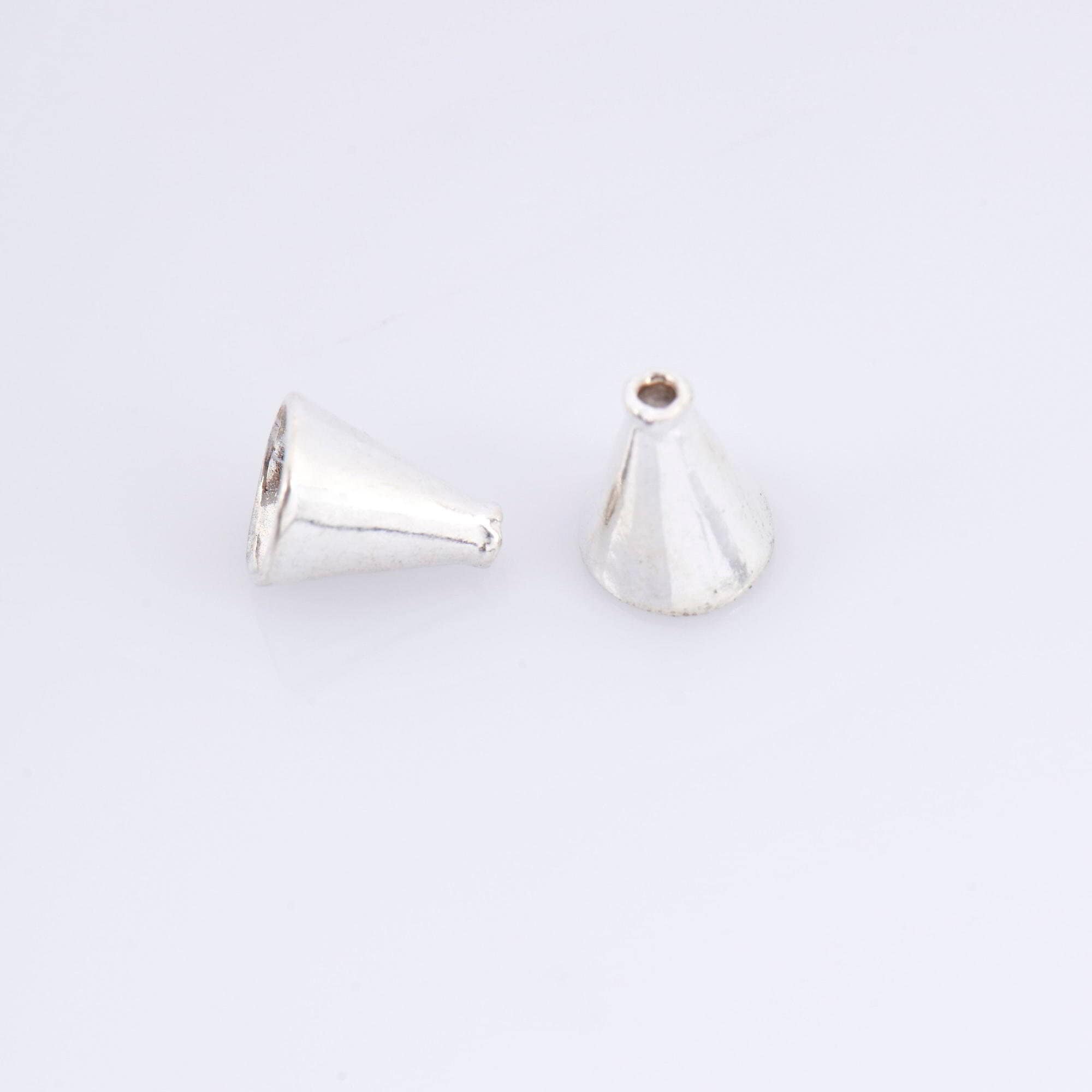 Sterling Silver Cone Shape Beads, 925 Solid Silver Cone Bead Caps, Silver Plain Cone End Beads ...