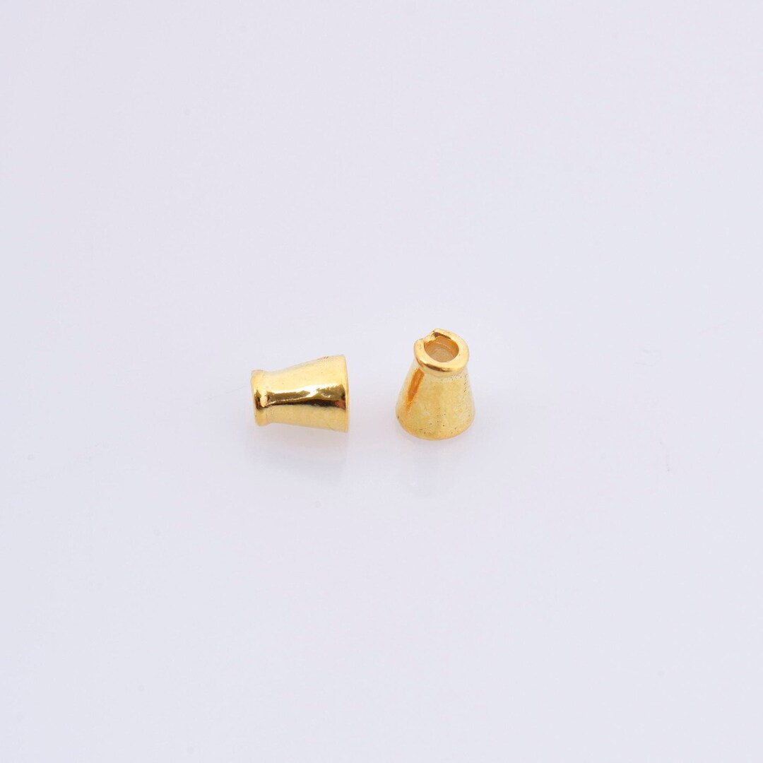 24K Gold Vermeil Cone Shape Beads, 24K Gold Plated Cone Bead Caps, 925 ...