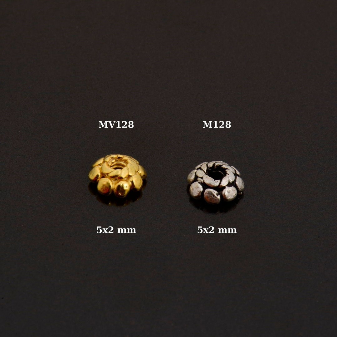 24K Gold Vermeil & 925 Silver Separators, Handmade Silver Beads in Gold ...