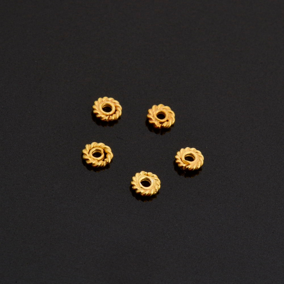 24K Gold Vermeil Separators, Handmade Silver Beads in 24K Gold, 925 ...