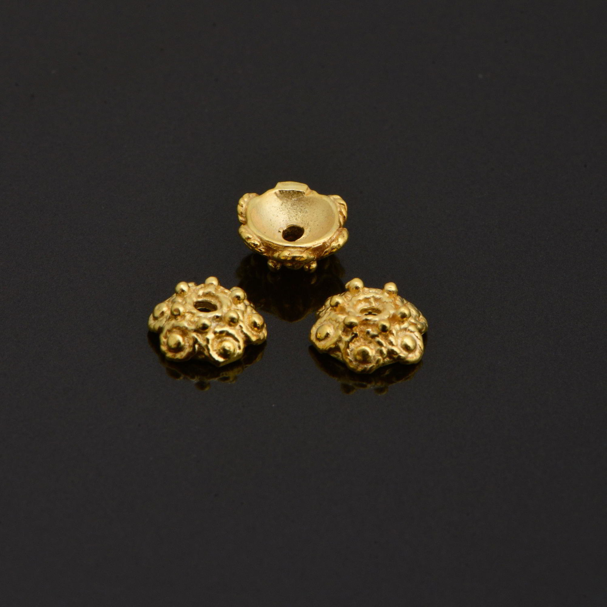 24K Gold Vermeil Filigree Bead Caps, Handmade Silver Bead Caps in 24K ...