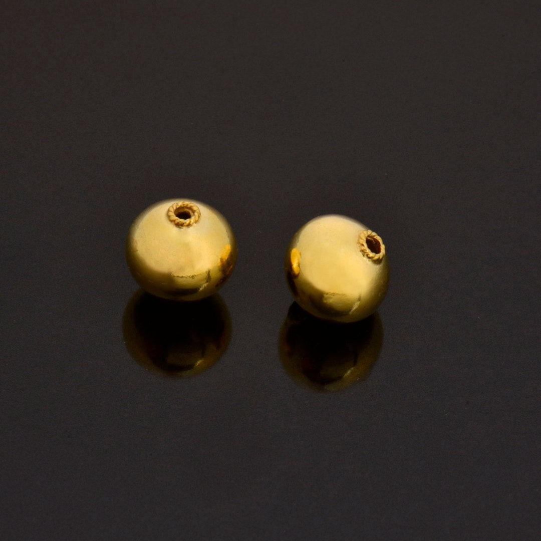 24K Gold Vermeil Round Beads, Handmade Silver Beads in 24K Gold, 925 ...