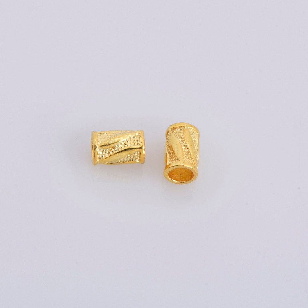24K Gold Vermeil Tube Beads, 925 Plated Silver Tube Beads in Gold ...