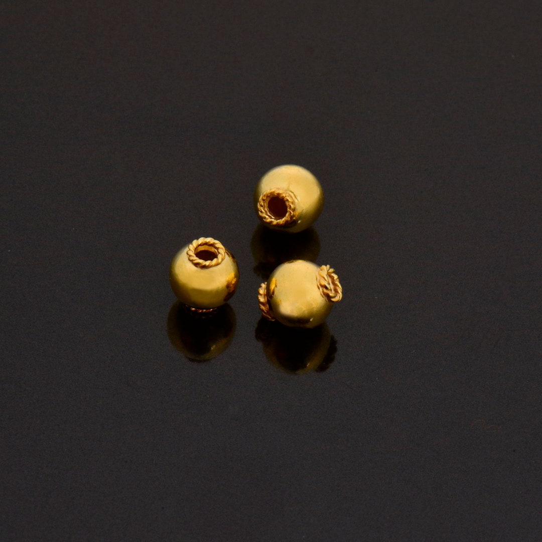 24K Gold Vermeil Round Beads, Handmade Silver Beads in 24K Gold, 925 ...