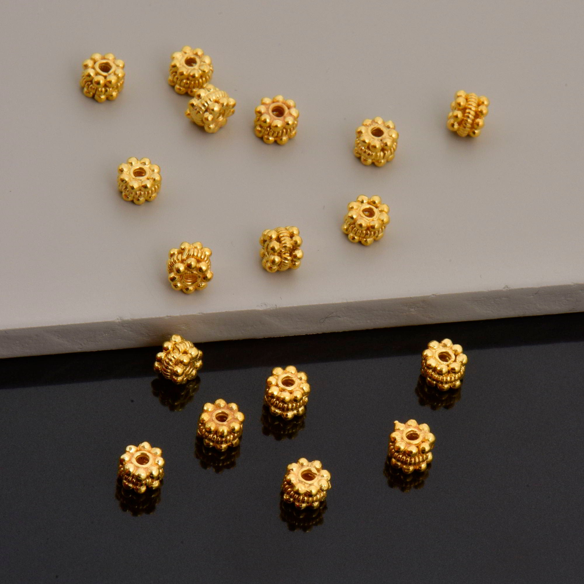 24K Gold Vermeil Separators, Handmade Silver Beads in 24K Gold, 925 ...
