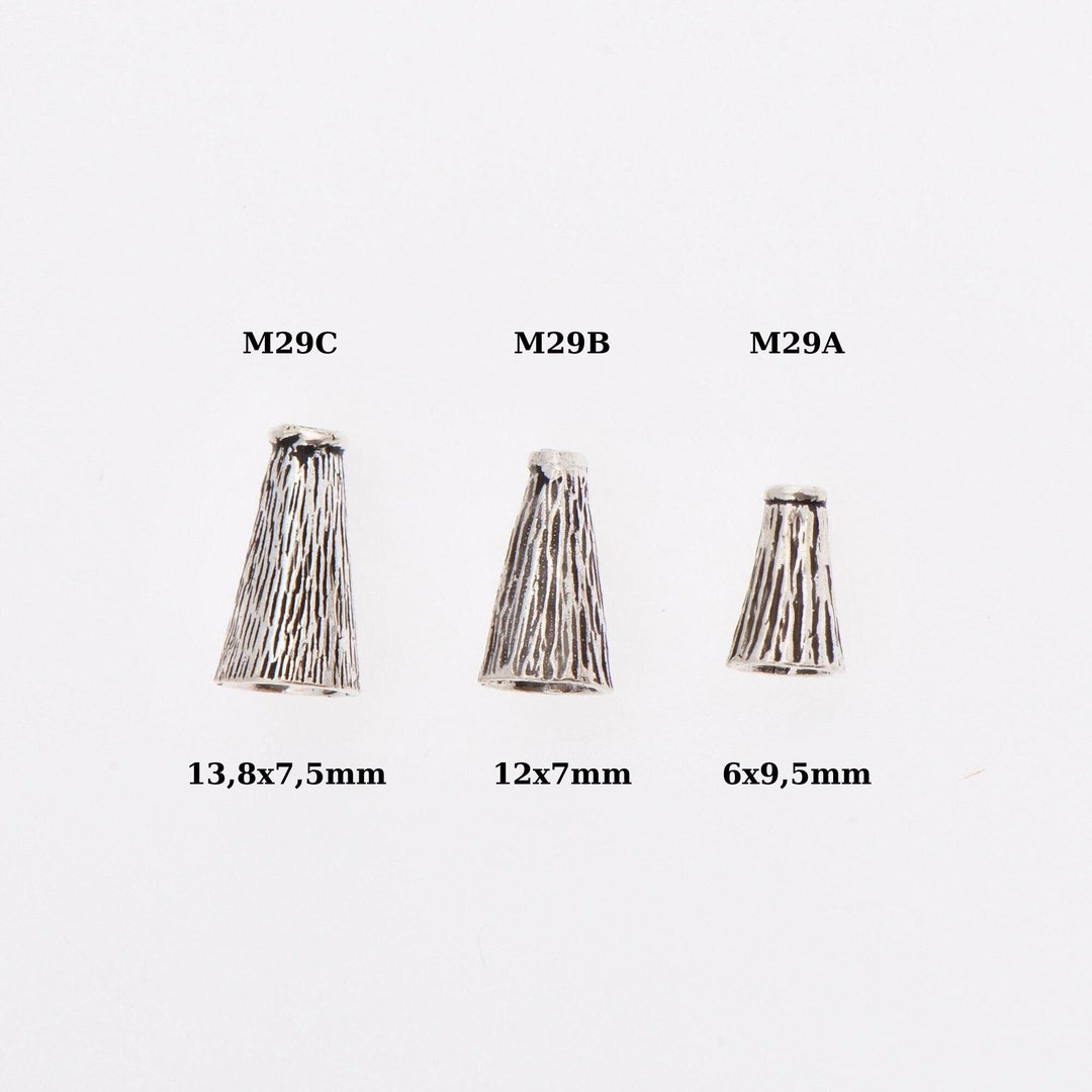 Sterling Silver Cone Shape Bead, 925 Solid Silver Cone Bead Cap ...
