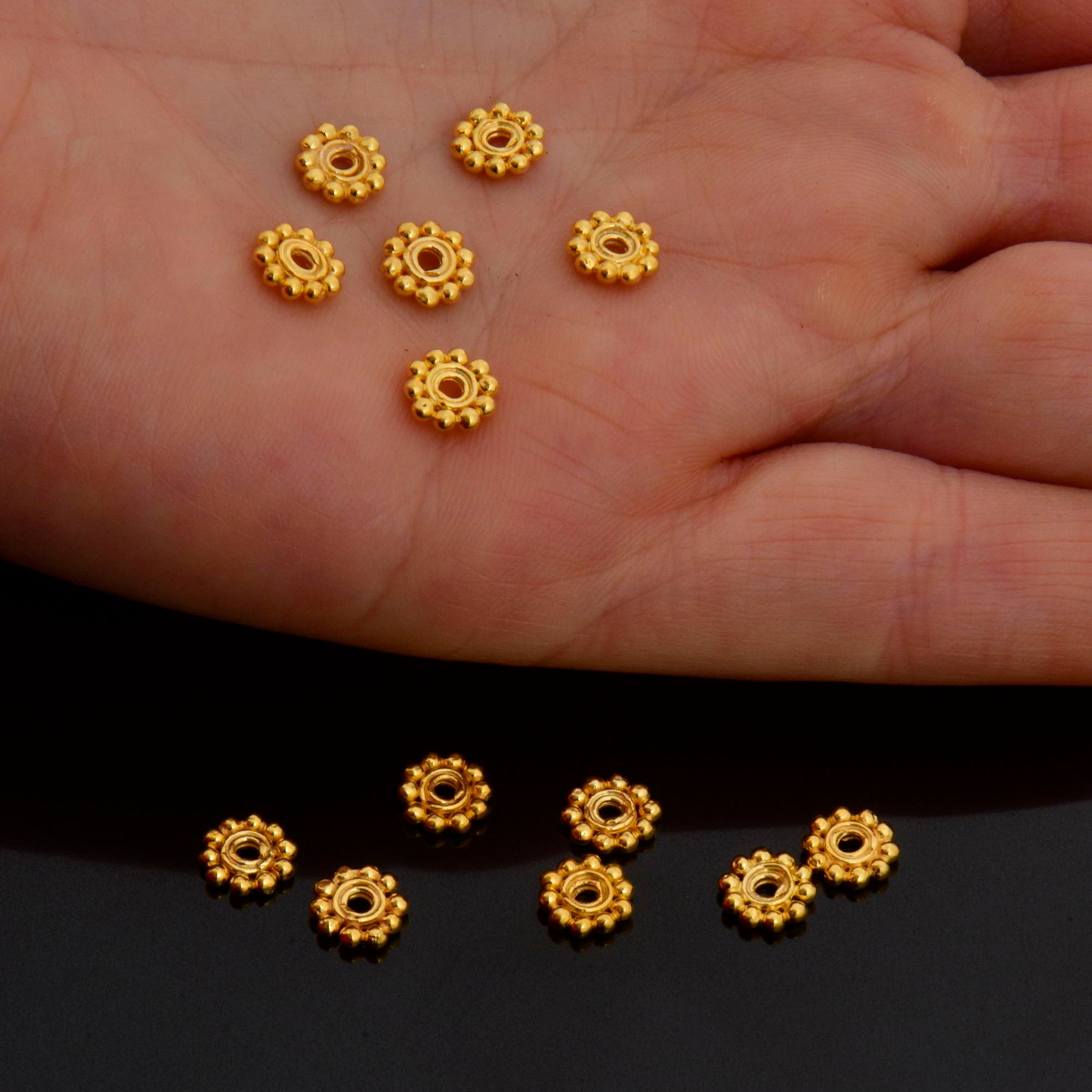 24K Gold Vermeil Separators, Handmade Silver Beads in 24K Gold, 925 ...
