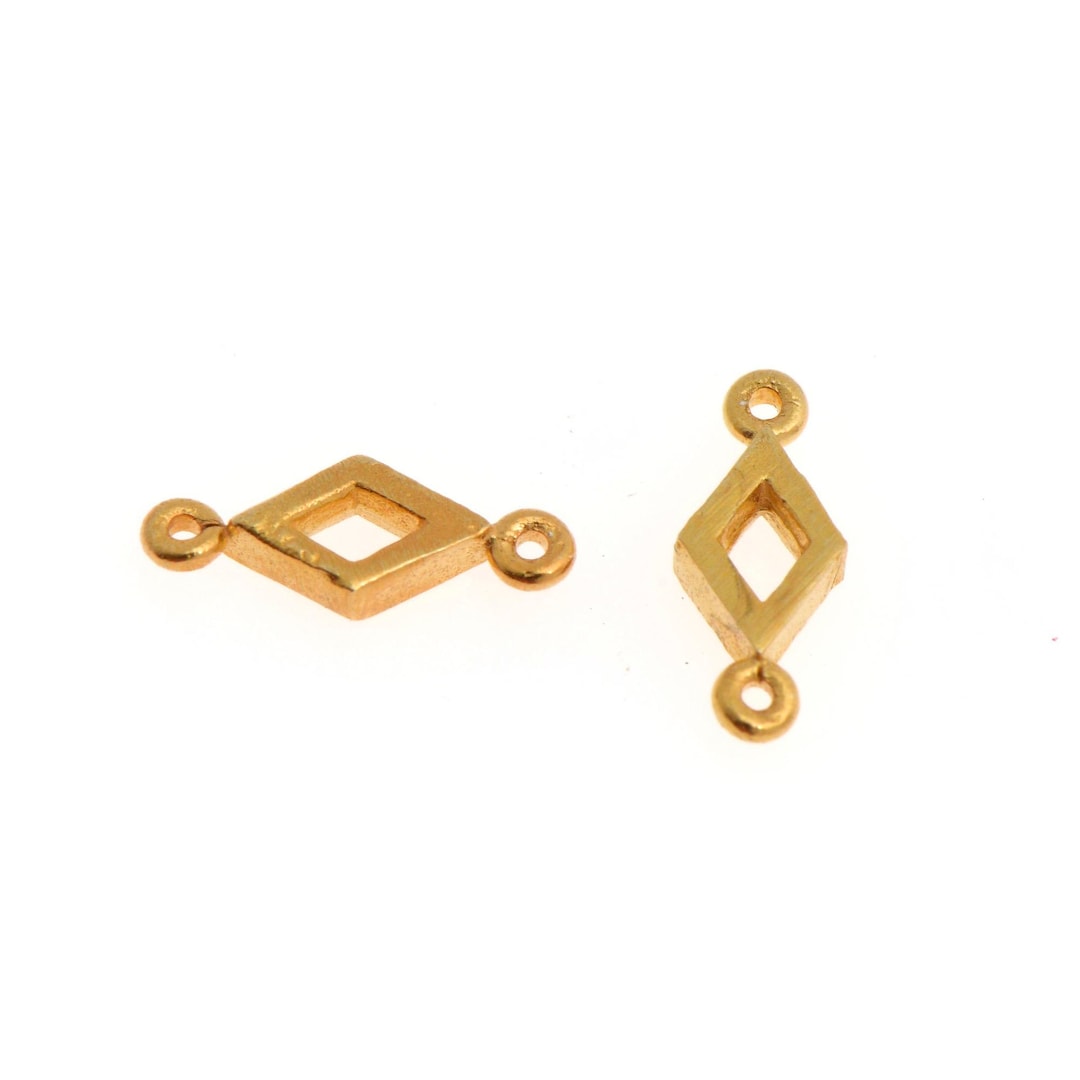 Sterling Silver Rhombus Connector Charms, 24K Gold Vermeil Rhombus ...