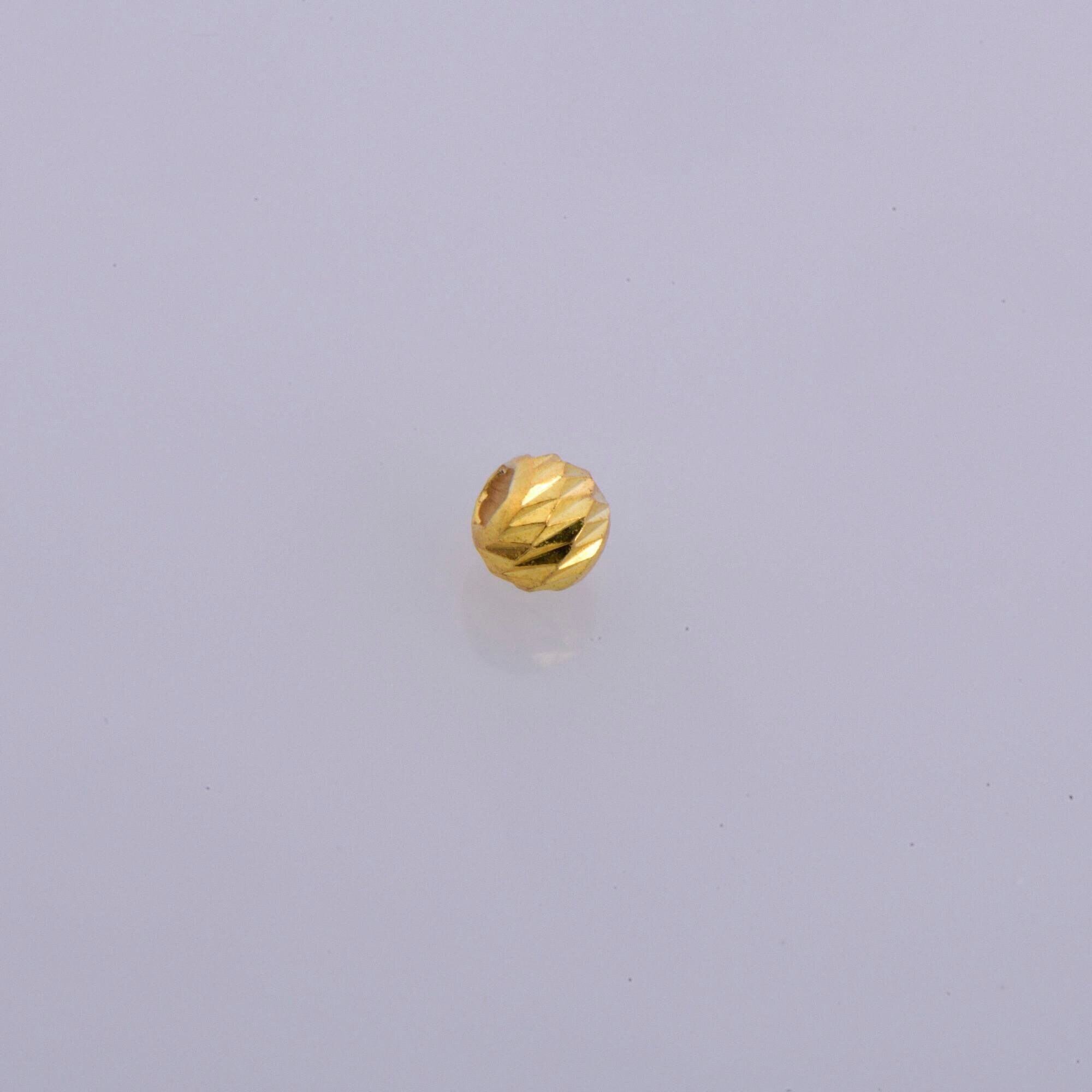 24K Gold Vermeil Diamond Cut 3 Mm Round Beads, Silver Laser Multi ...
