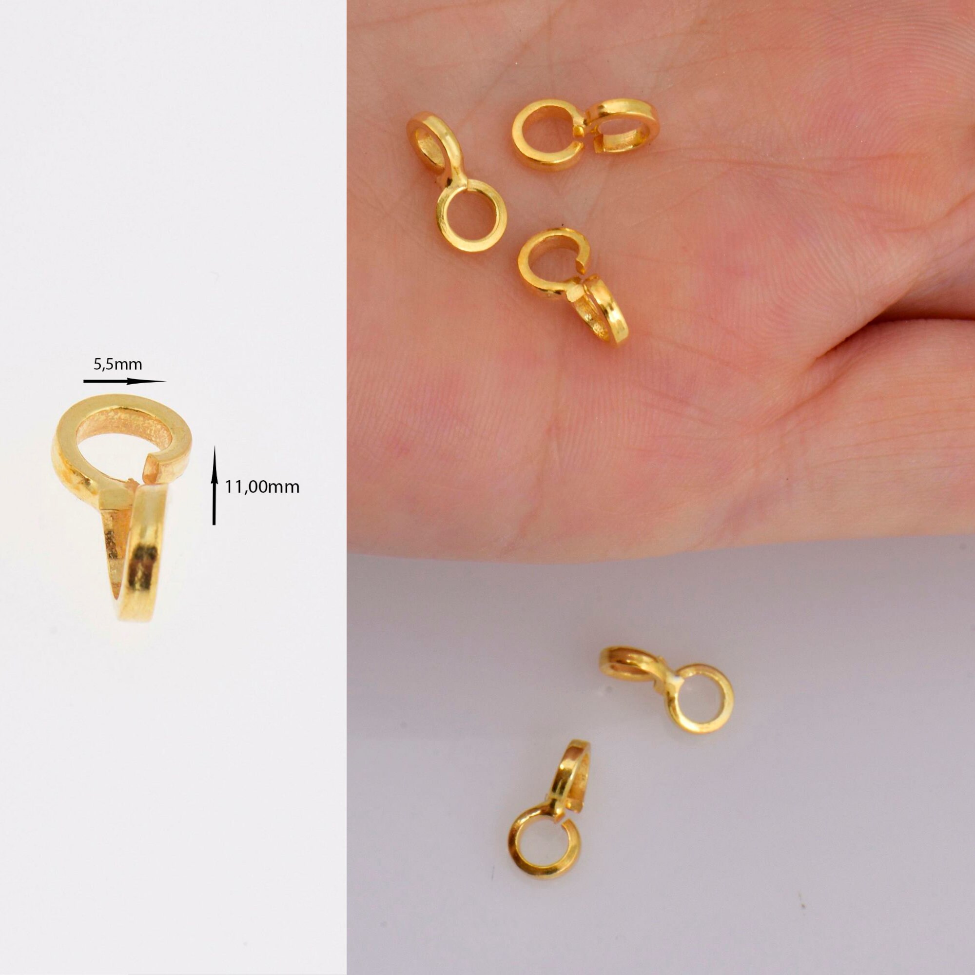 24K Gold Vermeil Bails With Open Loop, 24K Gold Plated Open Loop Bails ...